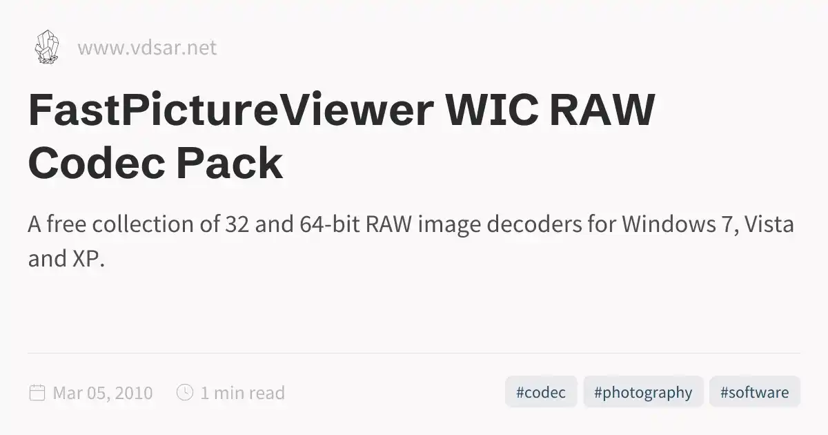 FastPictureViewer WIC RAW Codec Pack